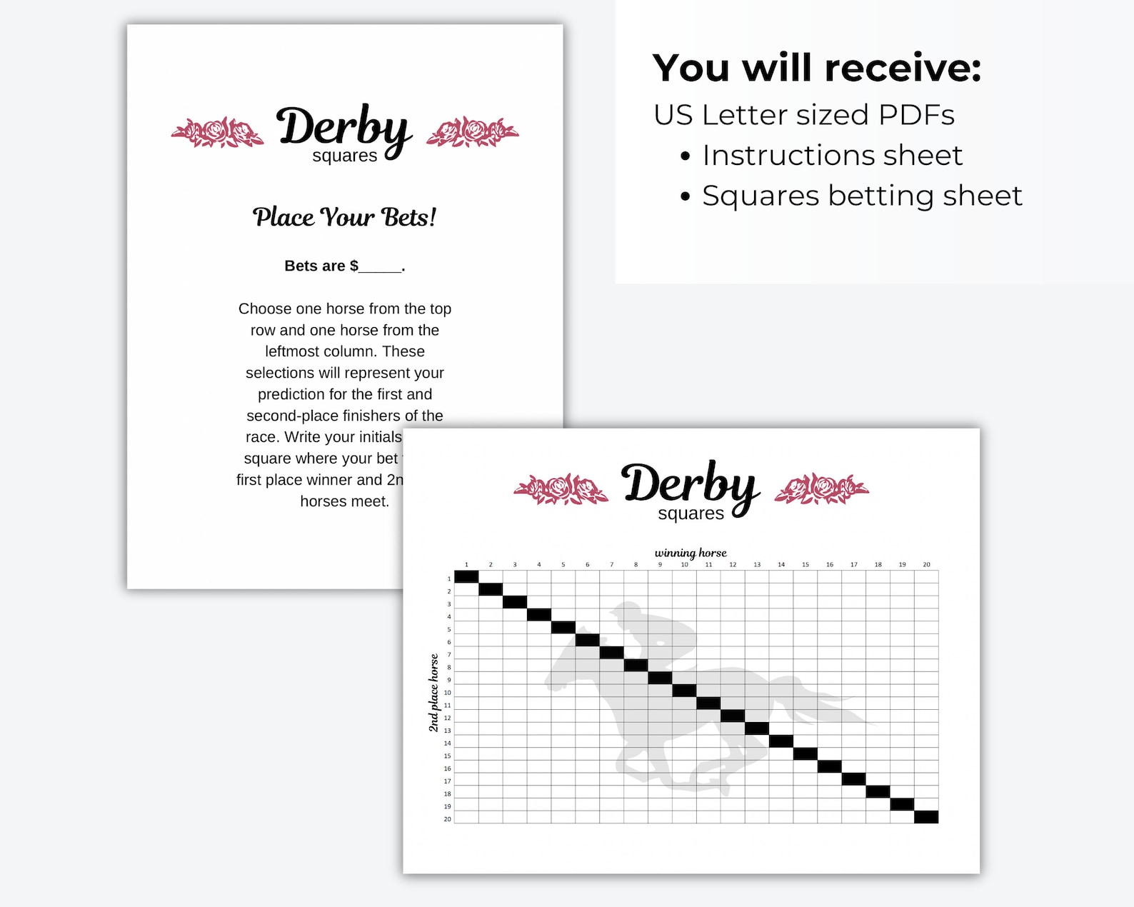 Kentucky Derby Squares, Derby Exacta Squares, Horse Racing Party ...