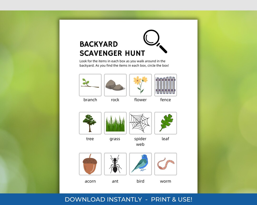 Backyard Nature Scavenger Hunt, Printable Nature Activity for Kids ...