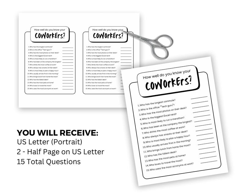 Coworker Trivia Game: Team Building Icebreaker (printable) - Etsy