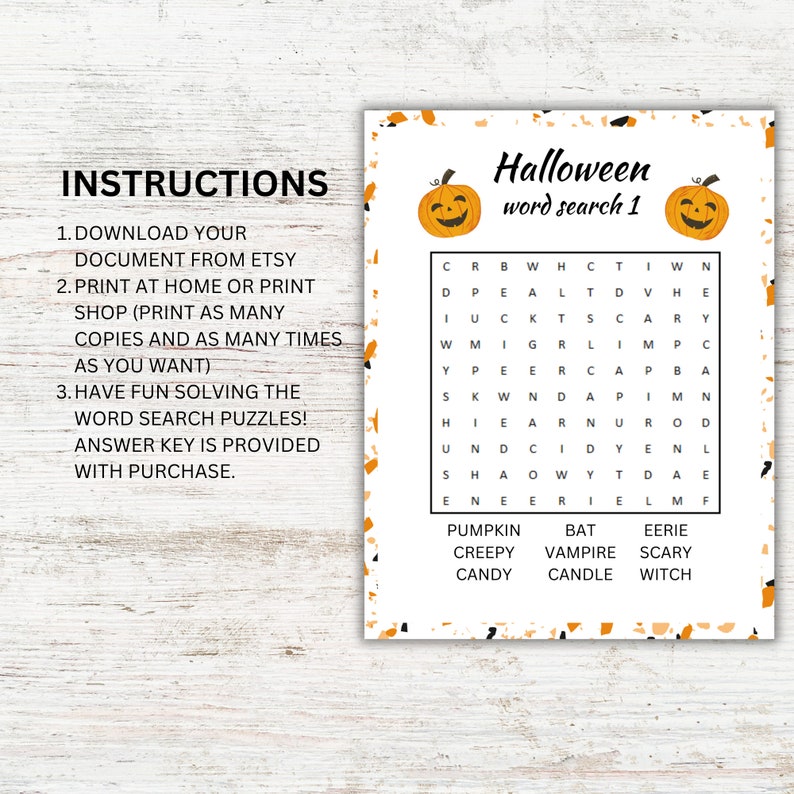Halloween Word Search Bundle Printable, Instant Download Halloween ...