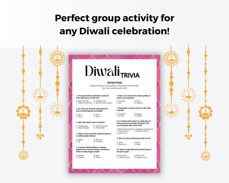 Diwali Trivia Game: Printable Group Activity (PDF) - Etsy