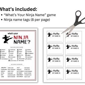 What's Your Ninja Name Game, Printable Ninja Name Generator, Ninja Name ...