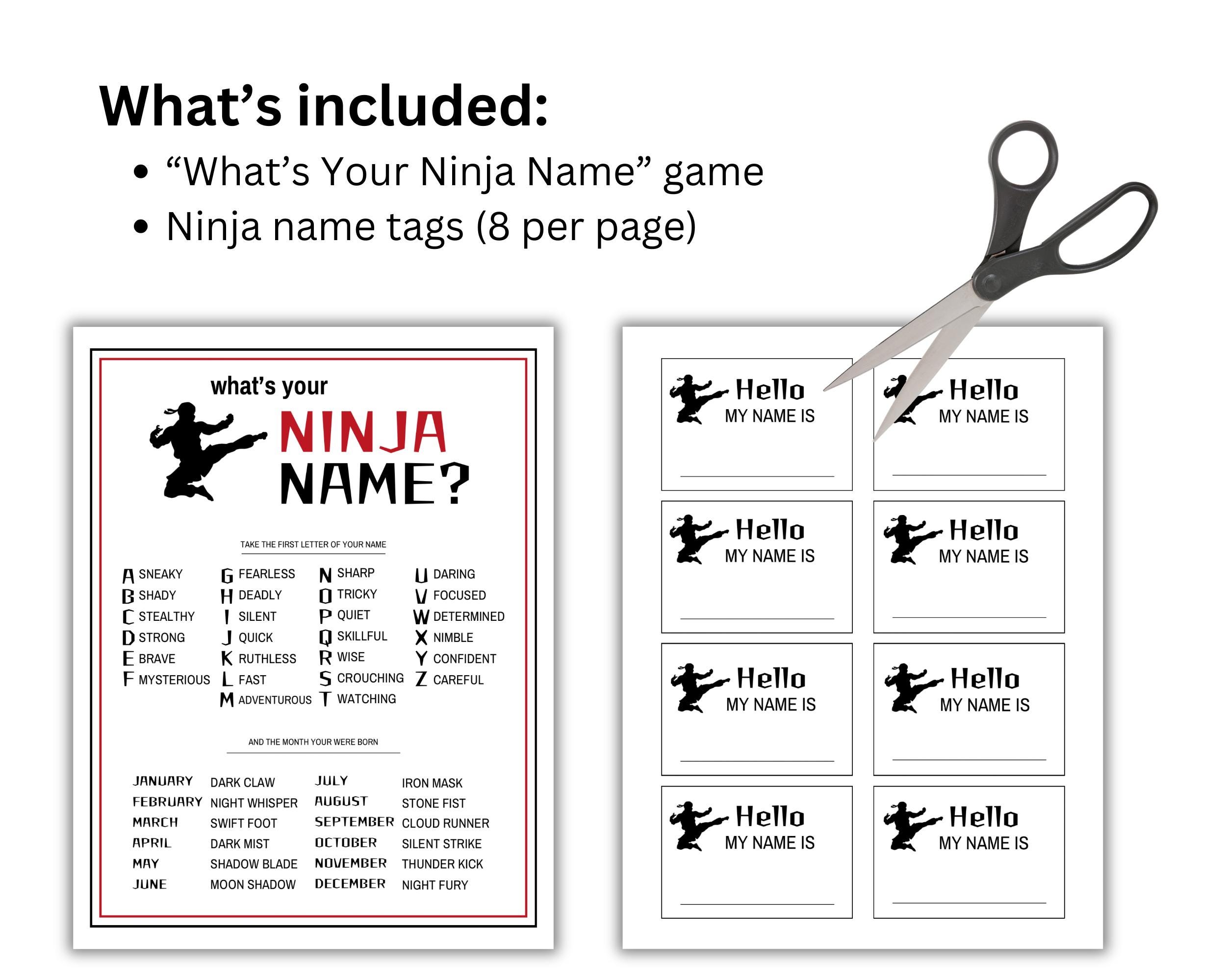 Ninja Name Generator Game: Printable Party Activity (digital Download ...