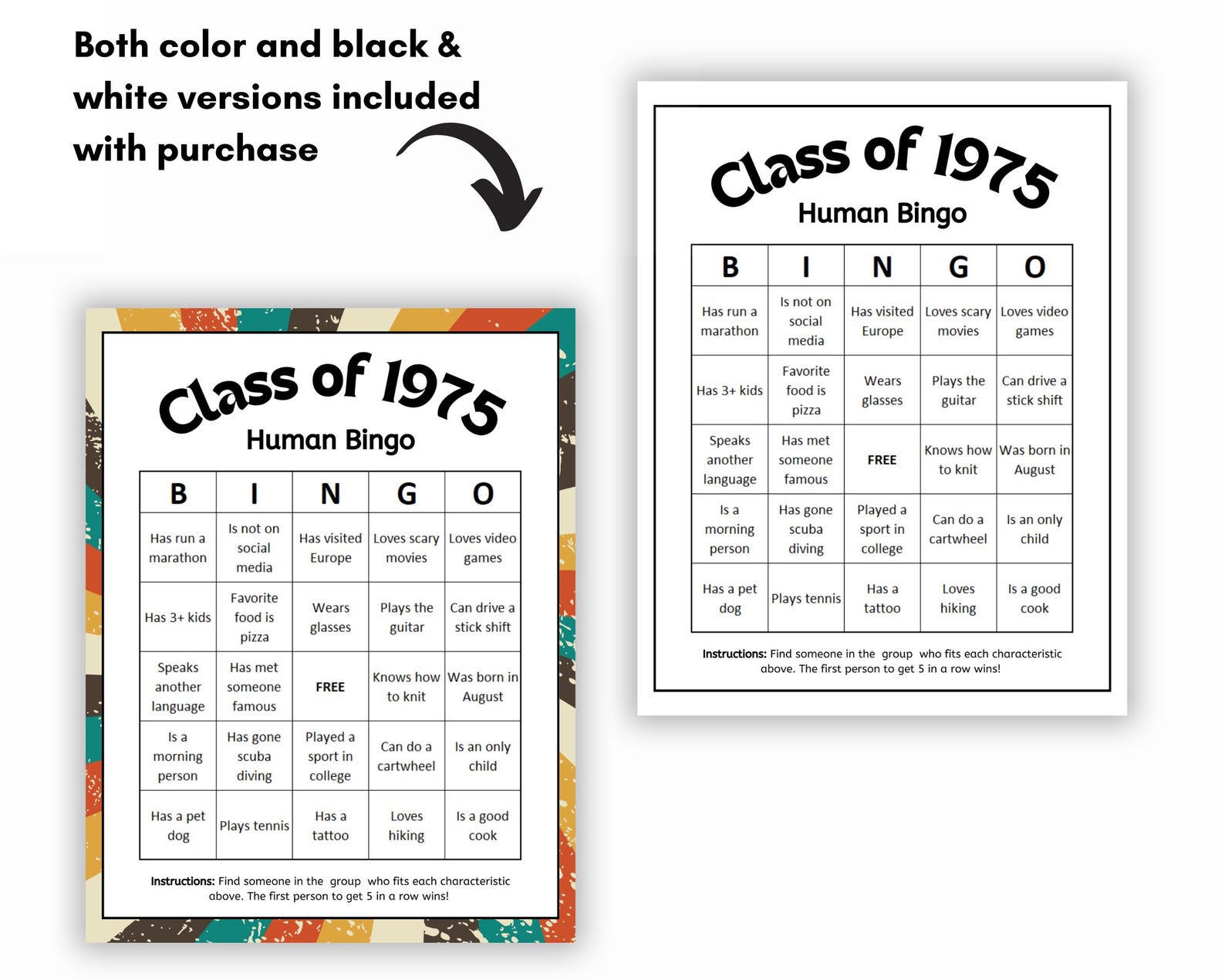 50th Class Reunion Games, Class of 1975, 1975 Trivia Game, 50 Year ...