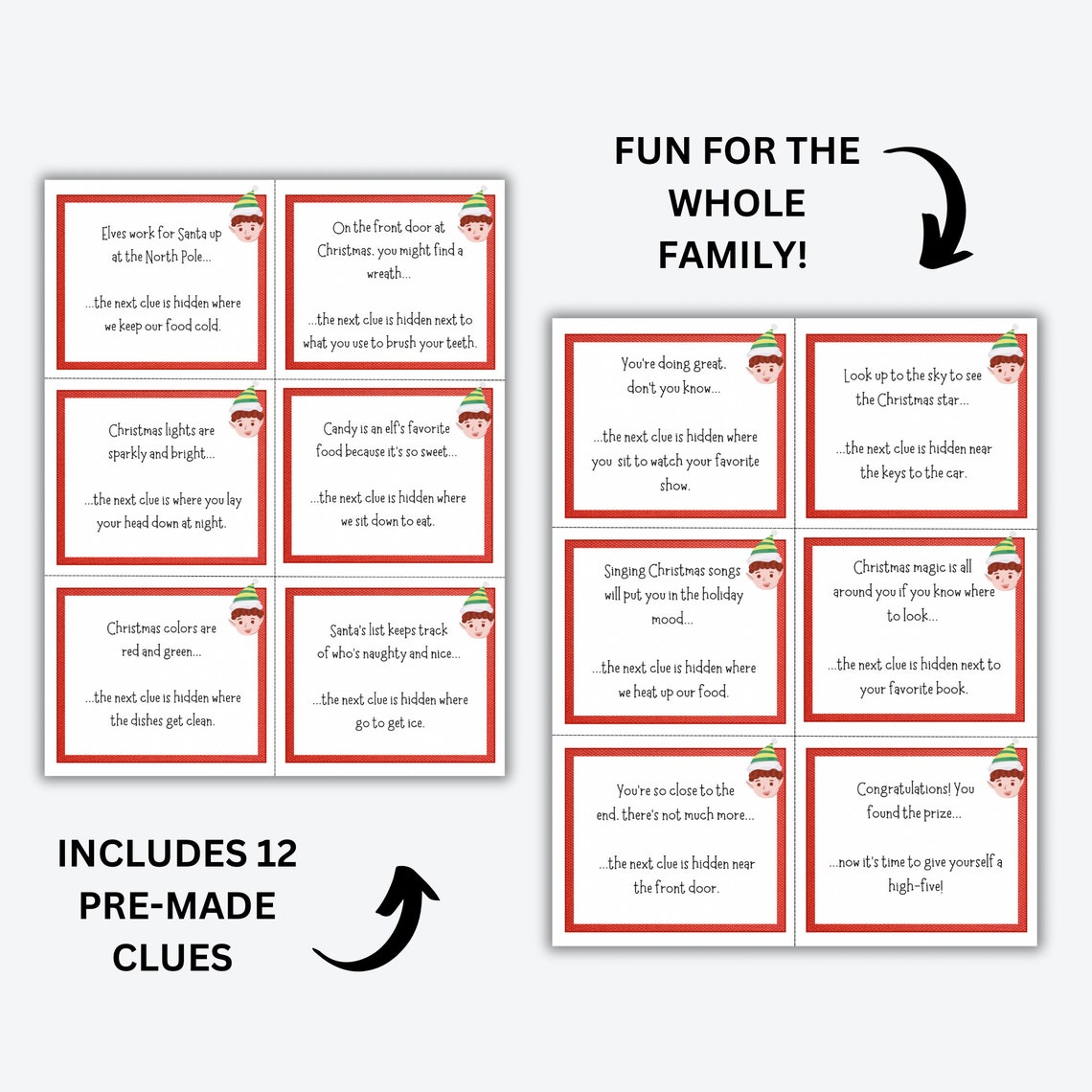 Elf Scavenger Hunt for Kids Printable, Christmas Scavenger Hunt ...