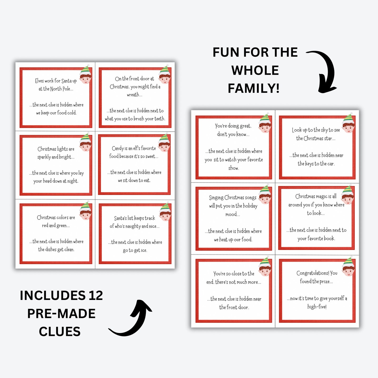 Elf Scavenger Hunt for Kids Printable, Christmas Scavenger Hunt ...