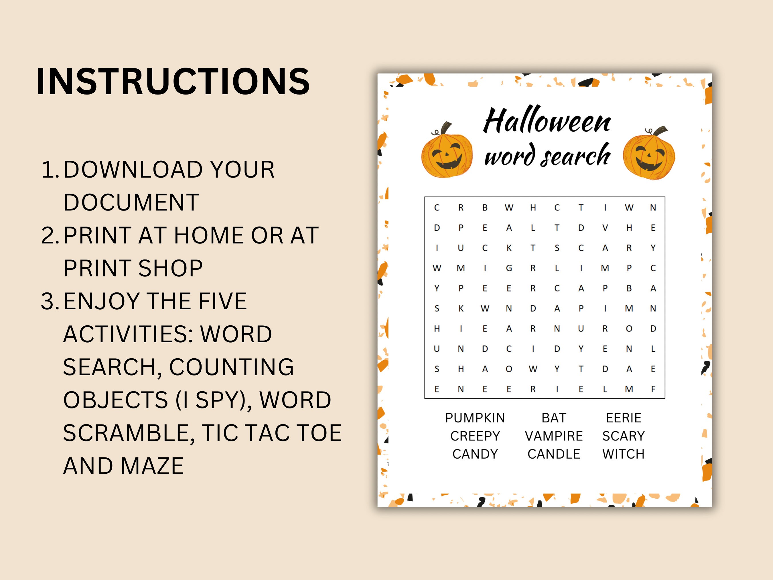 Halloween Printable Activities Bundle | Instant Download for Classroom ...