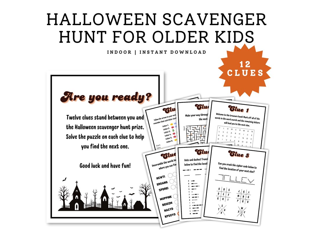 Halloween Scavenger Hunt for Tweens and Teens, Printable Halloween ...