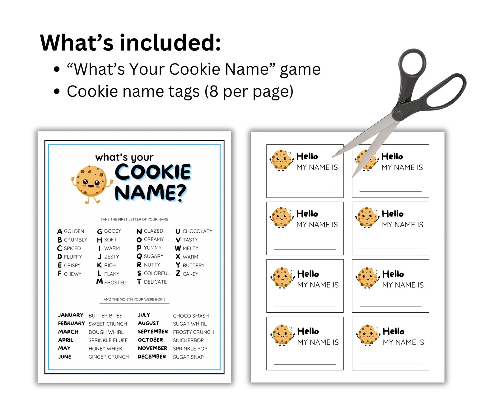 Cookie Name Generator Game: Printable Cookie Exchange Activity (digital ...