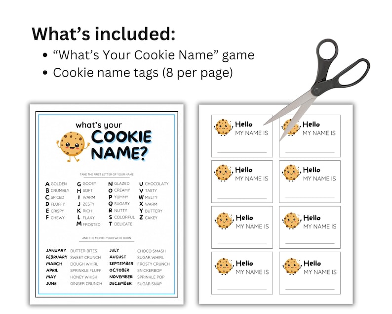 Cookie Name Generator Game: Printable Cookie Exchange Activity (digital ...