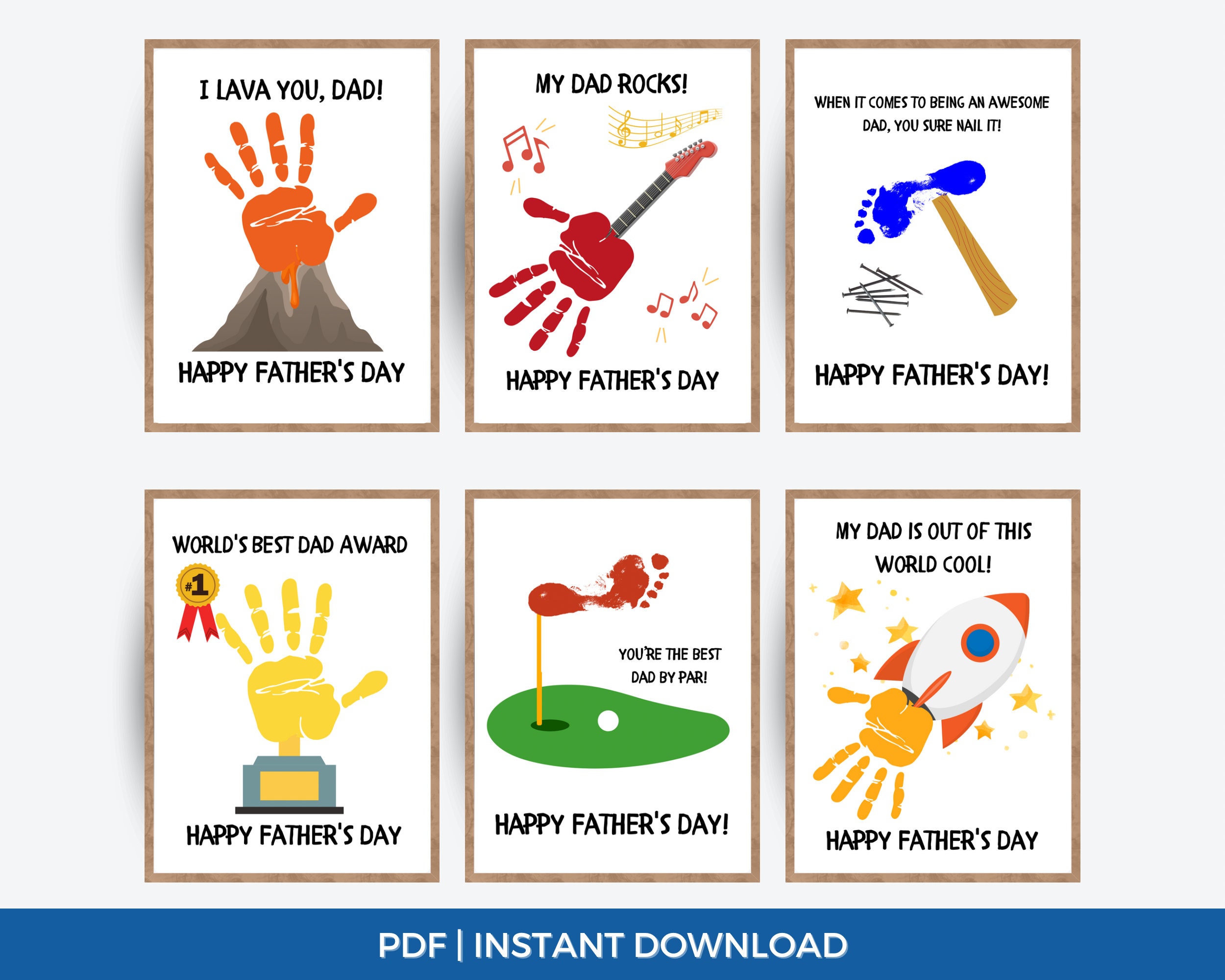 Father’s Day Handprint Craft Bundle of 6 Designs, Printable DIY Gift ...
