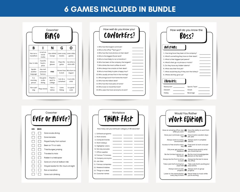 Team Building Games Bundle: Office Icebreaker Activities (printable) - Etsy