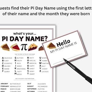 What's Your Pi Day Name Game, Pie Party Name Tags, Pi Day Activity for ...