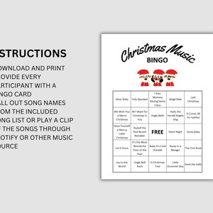 Christmas Music Bingo Printable, Work Holiday Bingo, Christmas Song ...