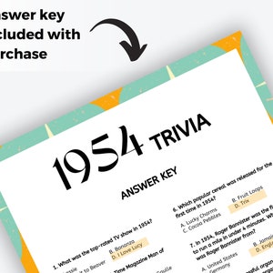 1954 Trivia Game, 70th Birthday Trivia, 1954 Birthday, Born in 1954 ...