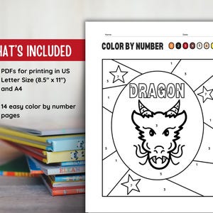 Lunar New Year Color by Number for Kids, Easy Chinese New Year Coloring ...