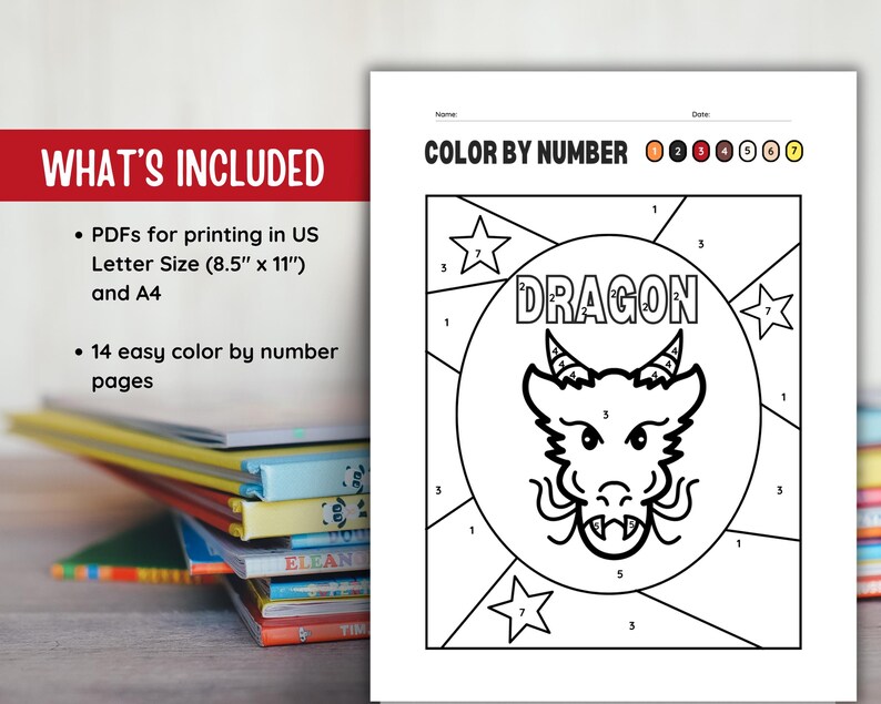 Lunar New Year Color by Number for Kids, Easy Chinese New Year Coloring ...