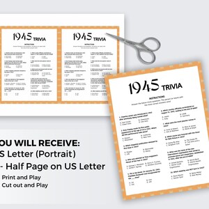 1945 Trivia Game, 80th Birthday Trivia, 1945 Birthday, Born in 1945 ...