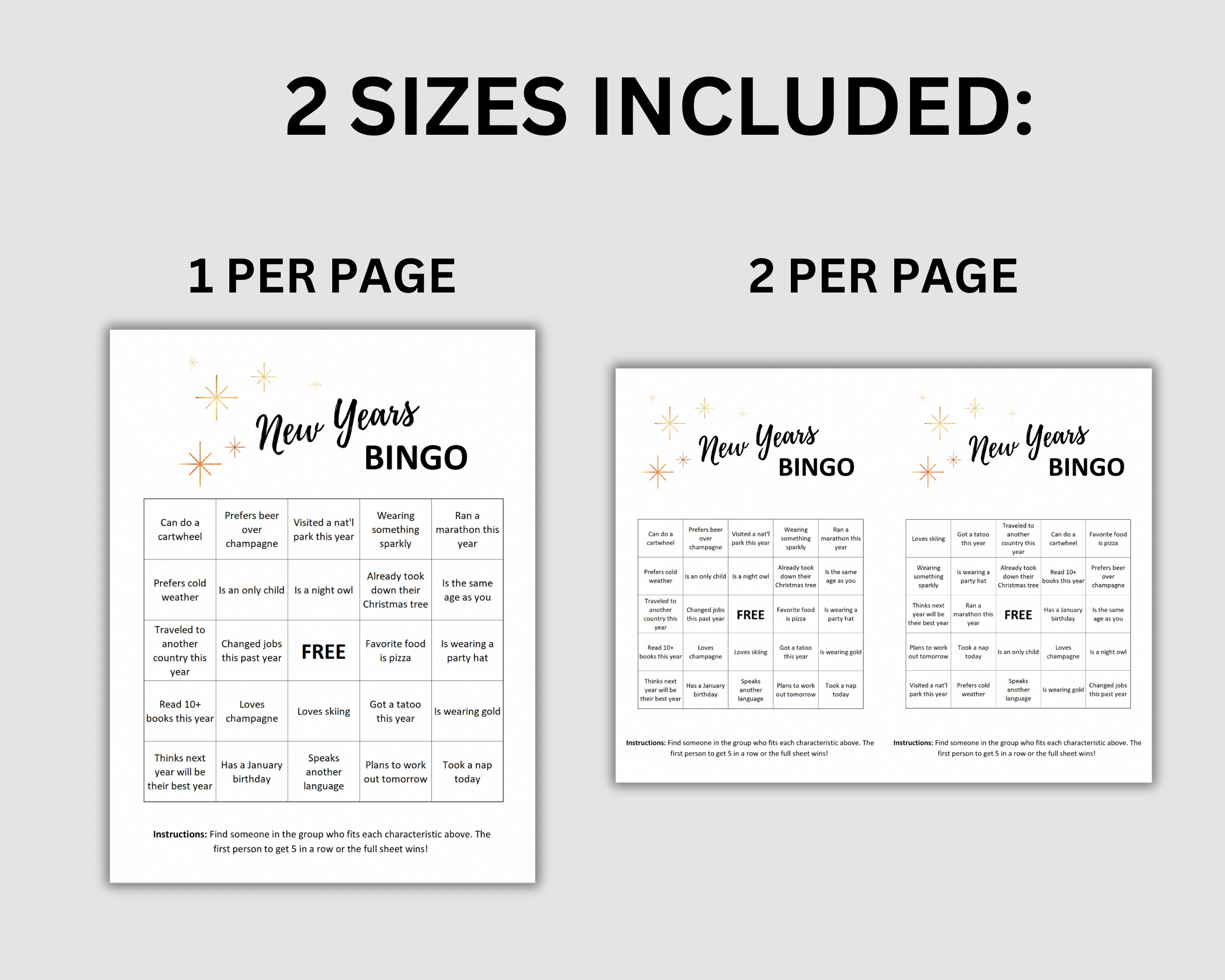 New Years Eve Mix and Mingle Bingo Printable, Holiday Icebreaker Bingo ...