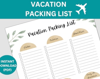 Family Travel Packing List Instant Download Printable - Etsy