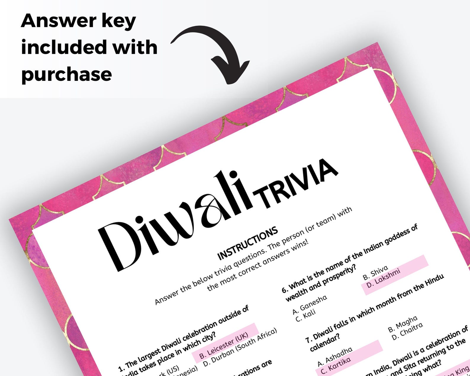Diwali Trivia Game: Printable Group Activity (PDF) - Etsy