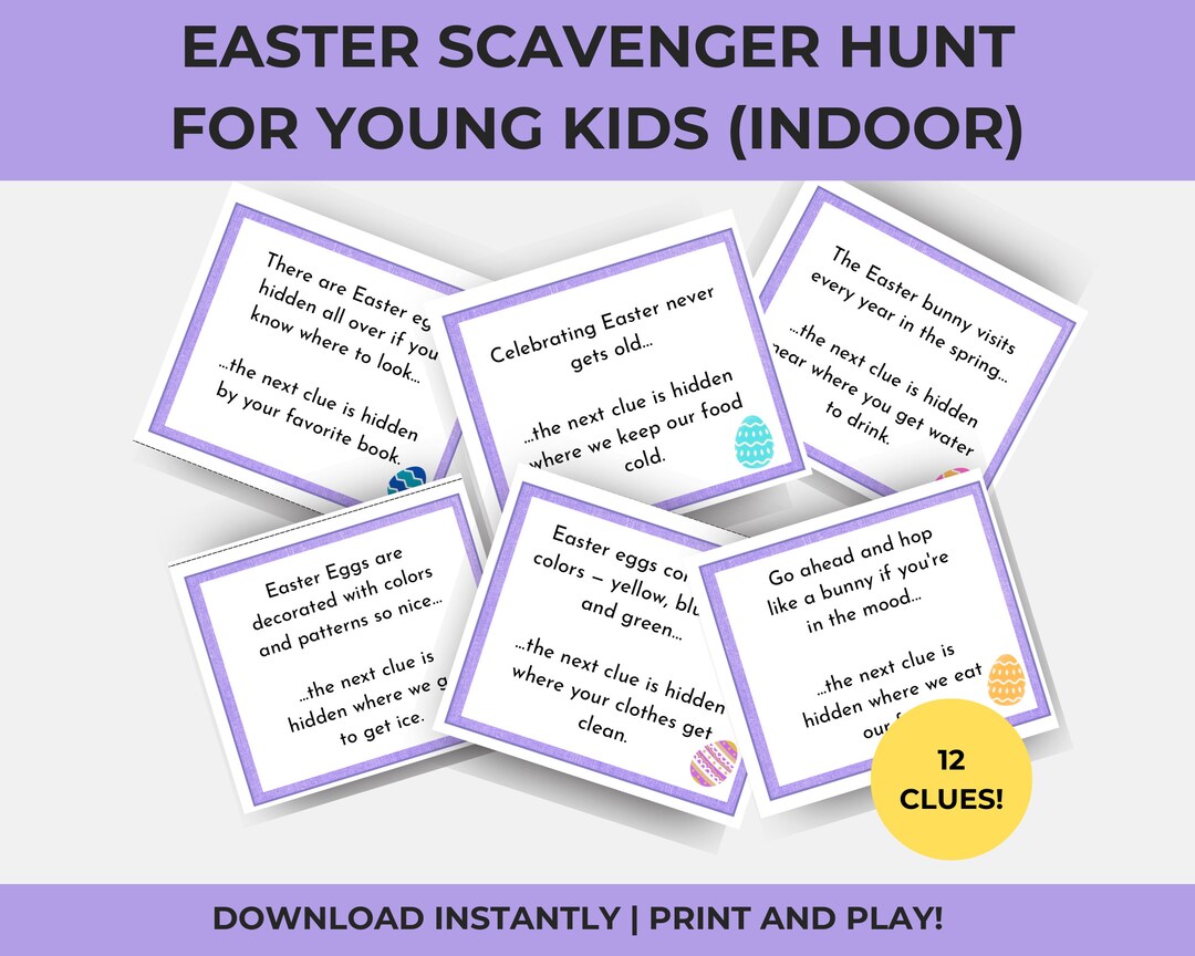Indoor Easter Scavenger Hunt for Kids With Easter Bunny Scavenger Hunt ...