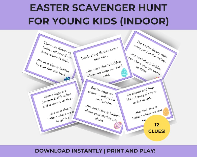 Indoor Easter Scavenger Hunt for Kids With Easter Bunny Scavenger Hunt ...