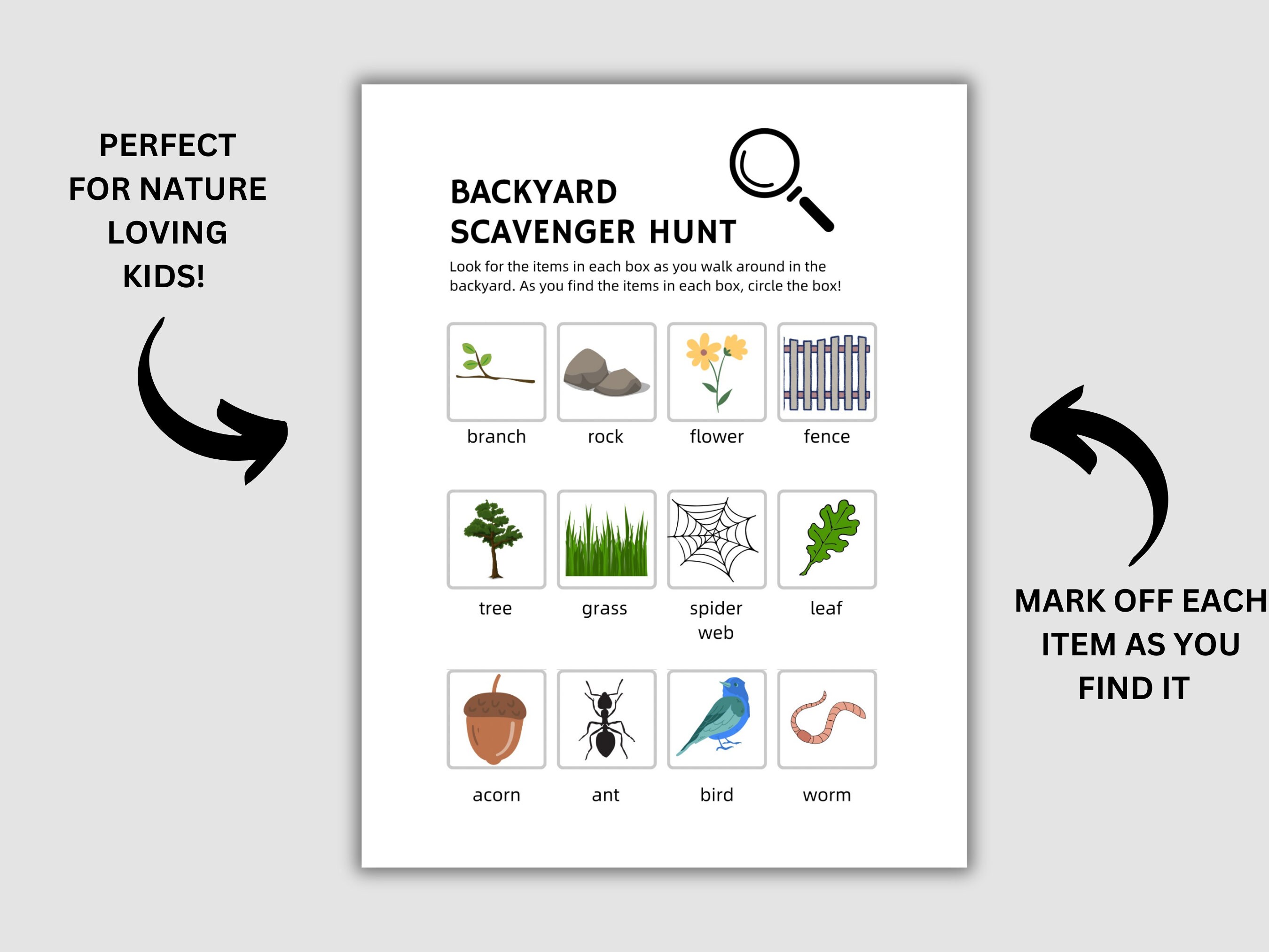 Backyard Nature Scavenger Hunt, Printable Nature Activity for Kids ...