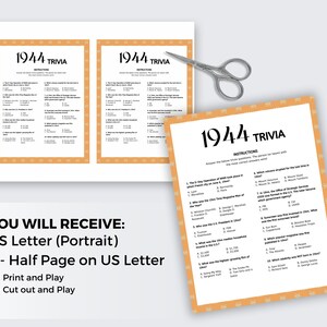 1944 Trivia Game, 80th Birthday Trivia, 1944 Birthday, Born in 1944 ...