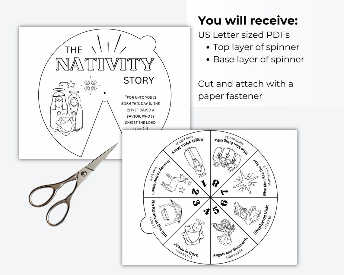 Nativity Story Craft, Printable Nativity Wheel Activity for Kids ...