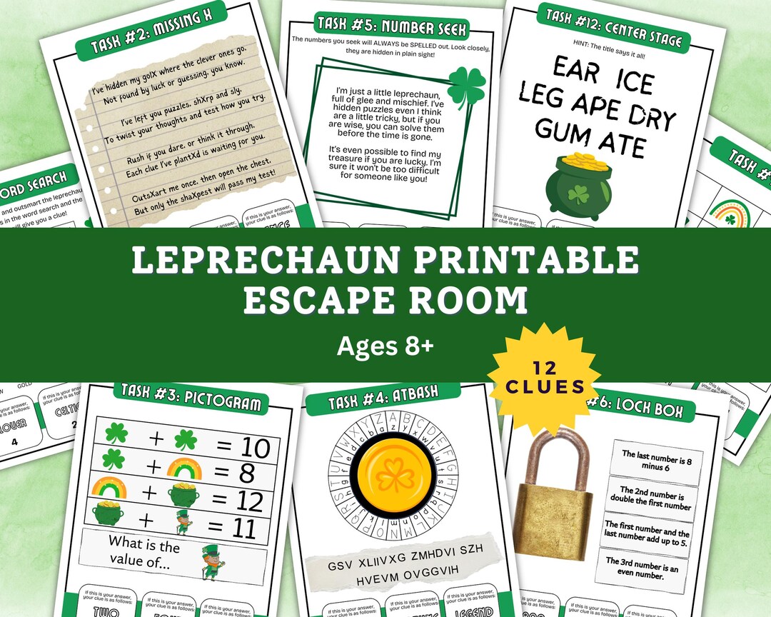 Leprechaun Escape Room for Kids and Teens, Printable St. Patricks Day ...