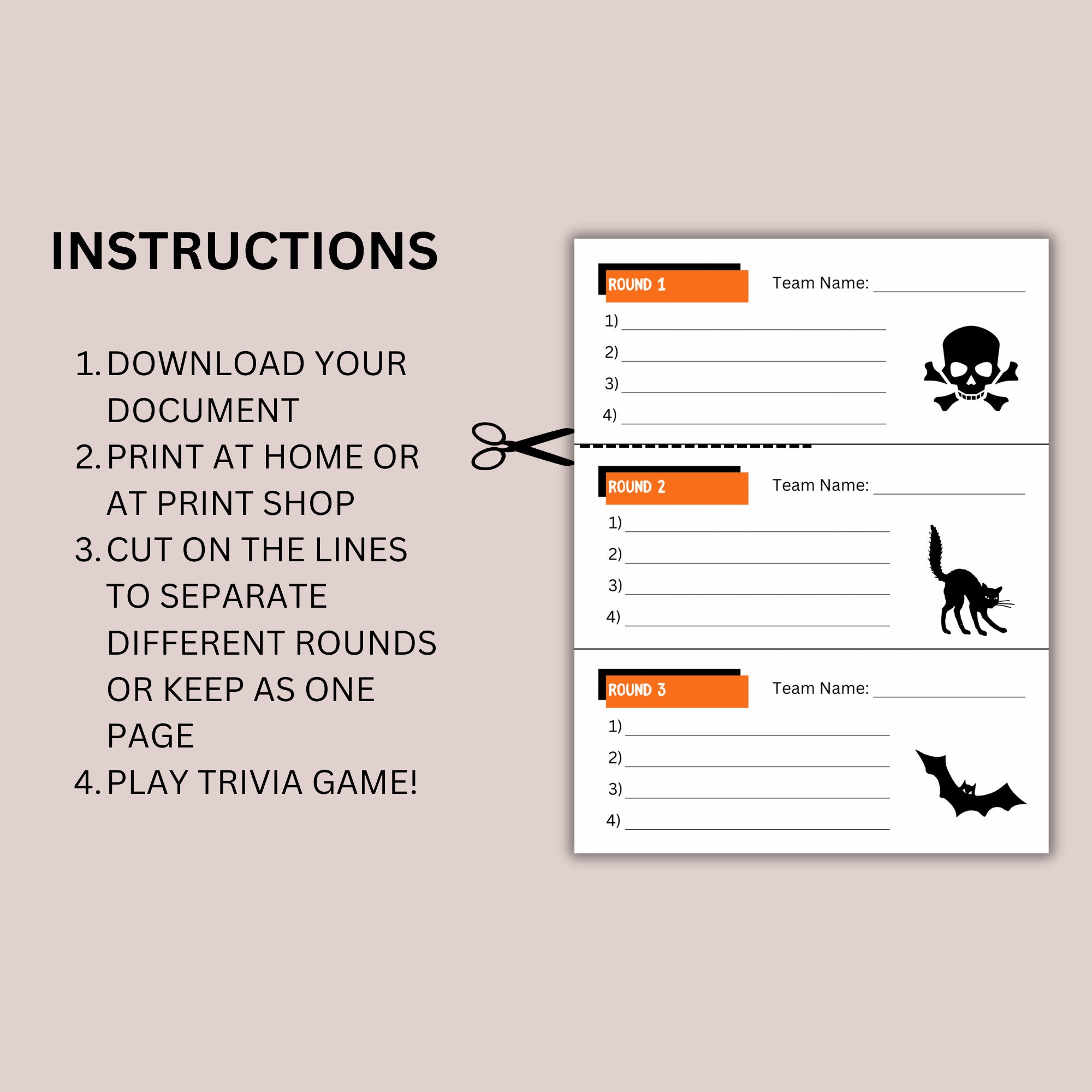 Halloween Trivia Game Printable, Game for Halloween Party, Trivia With ...
