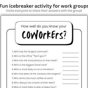 Coworker Trivia Game: Team Building Icebreaker (printable) - Etsy