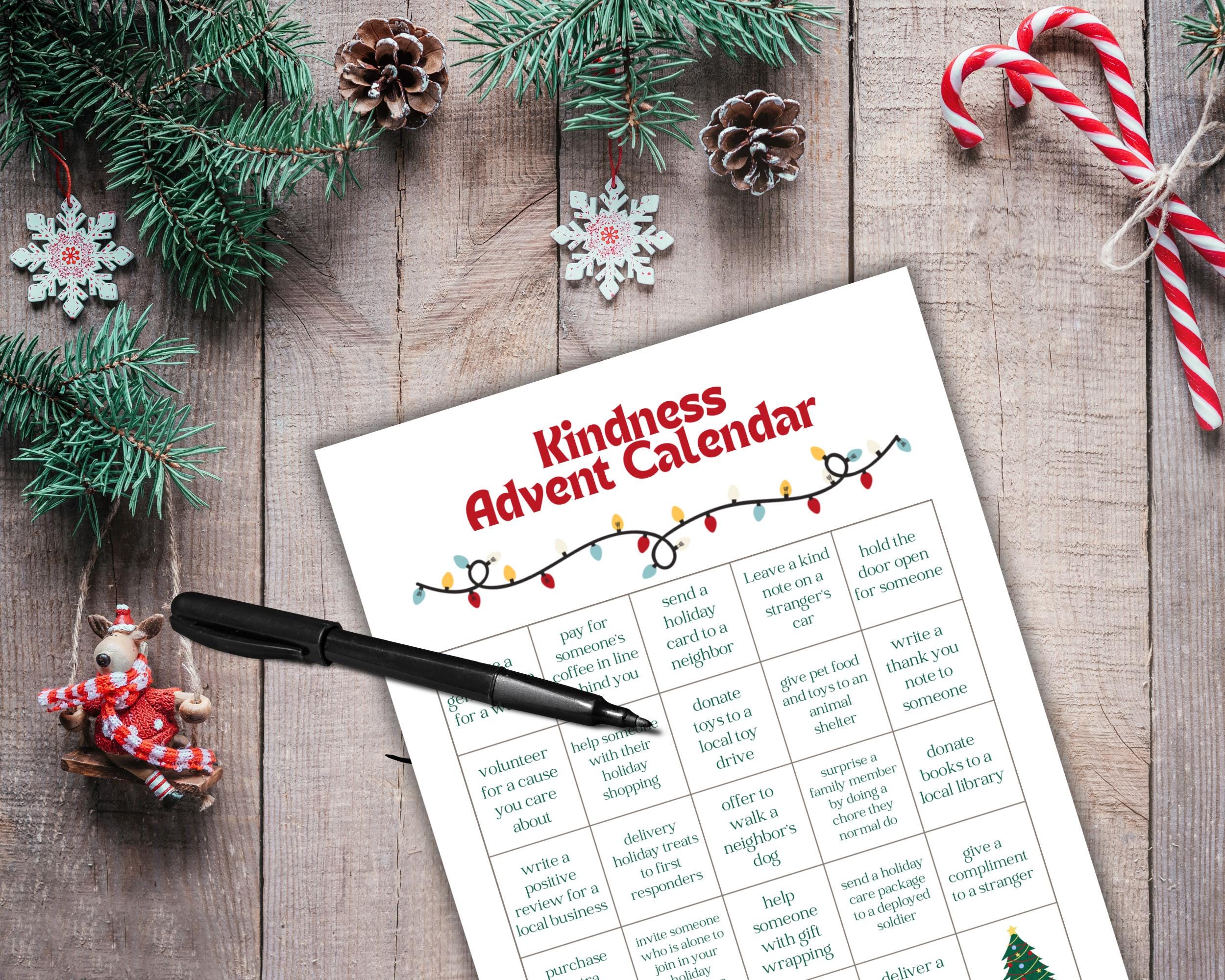 Kindness Advent Calendar, Christmas Acts of Kindness, Printable Holiday ...