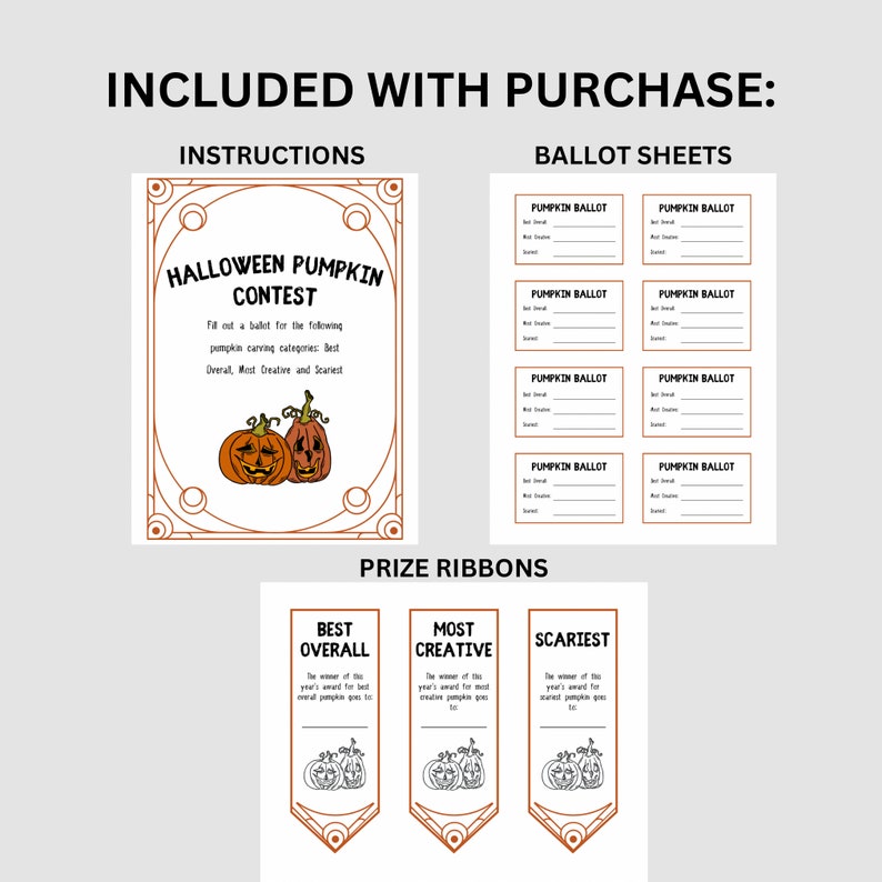 Halloween Ballot for Pumpkin Carving Contest, Halloween Party Contest ...