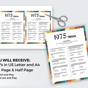 1975 Trivia Game, Born in 1975, 50th Birthday Game, 50th Anniversary ...