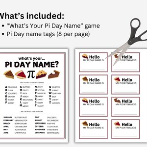 What's Your Pi Day Name Game, Pie Party Name Tags, Pi Day Activity for Kids and Adults, Fun ...