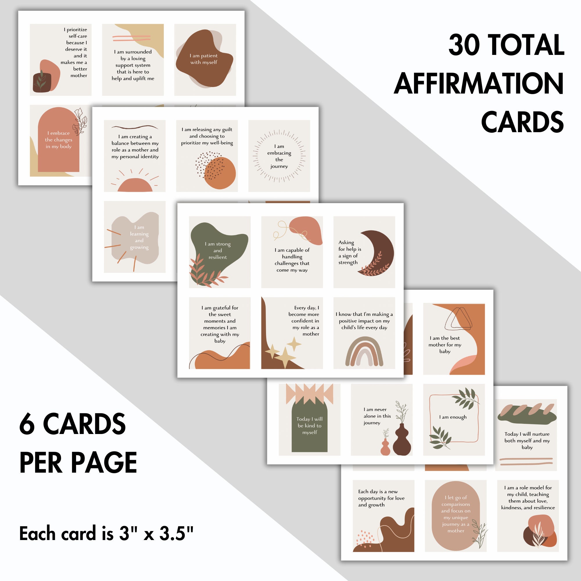 Postpartum Affirmation Cards for New Moms Boho, Printable Affirmations ...