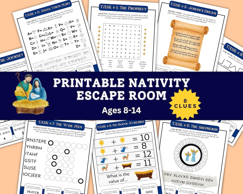 Nativity Escape Room for Kids and Teens, Printable Christmas Escape ...