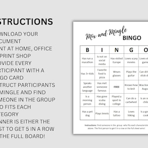 Mix and Mingle Bingo, Icebreaker Game for Groups, Get to Know You Bingo ...