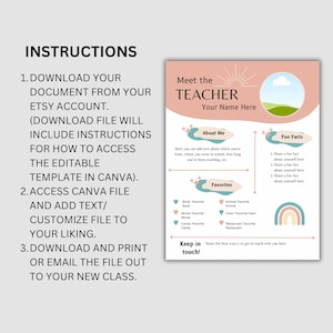 Meet the Teacher Template Boho Pastel, Editable Canva Template for ...