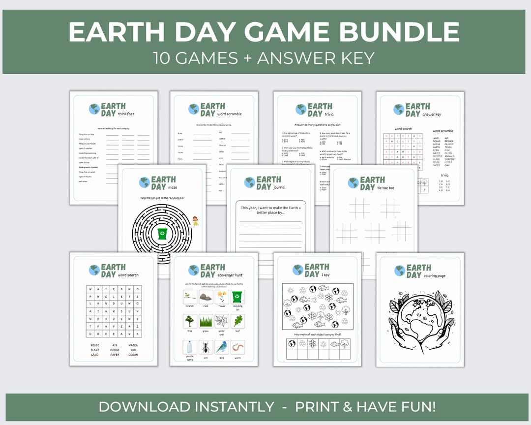 Earth Day Worksheet Activity Bundle, Earth Day Games for Kids and ...