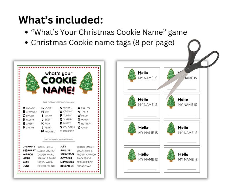 Christmas Cookie Name Game, Printable What's Your Christmas Cookie Name ...