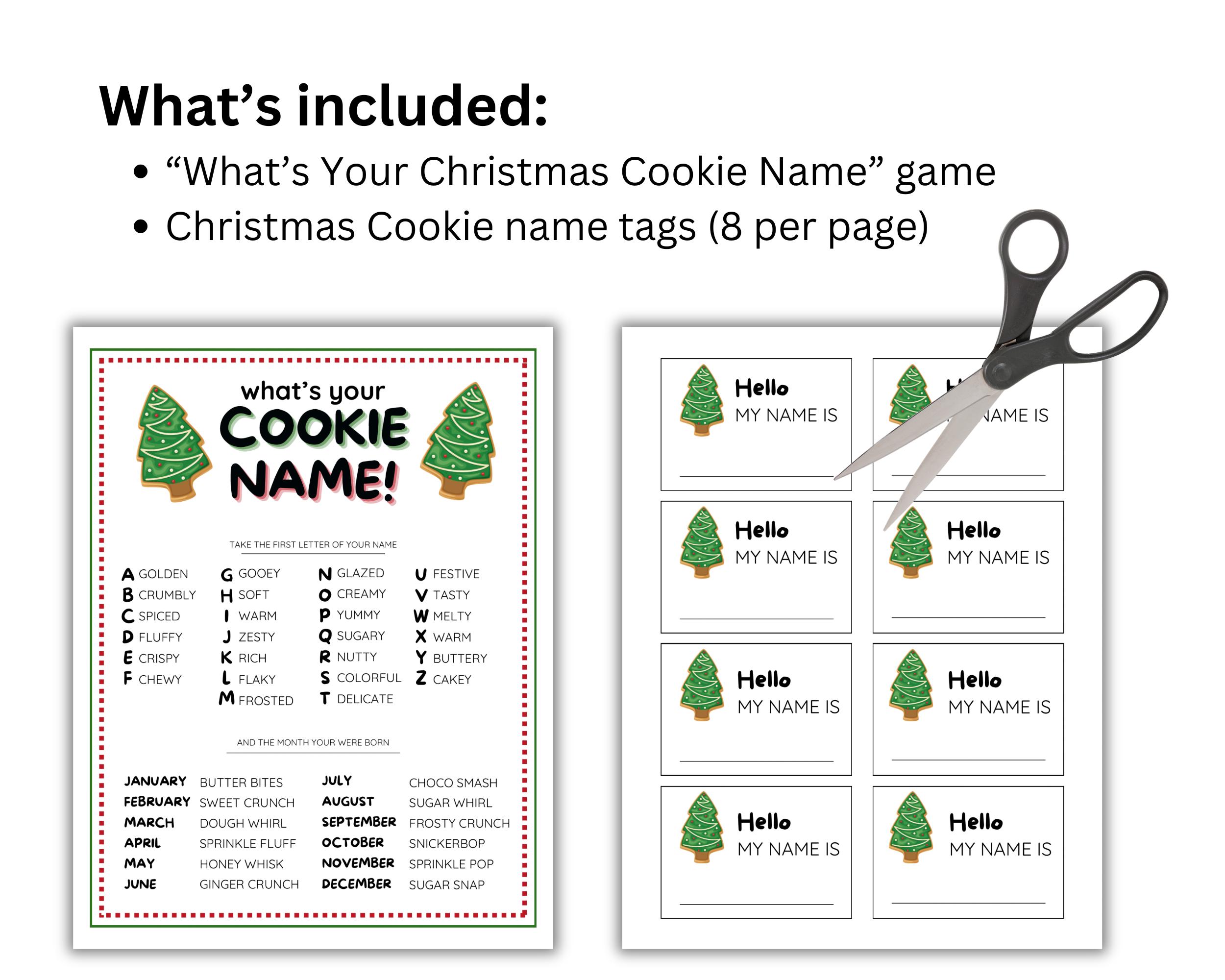 Christmas Cookie Name Game, Printable What's Your Christmas Cookie Name ...