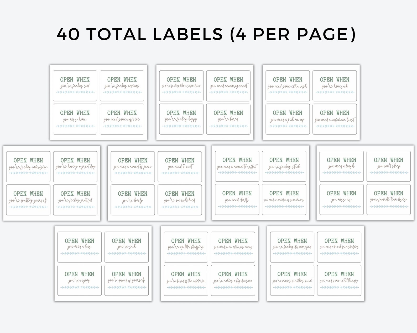 Open When Envelope Labels College, DIY College Grad Gift, High School ...