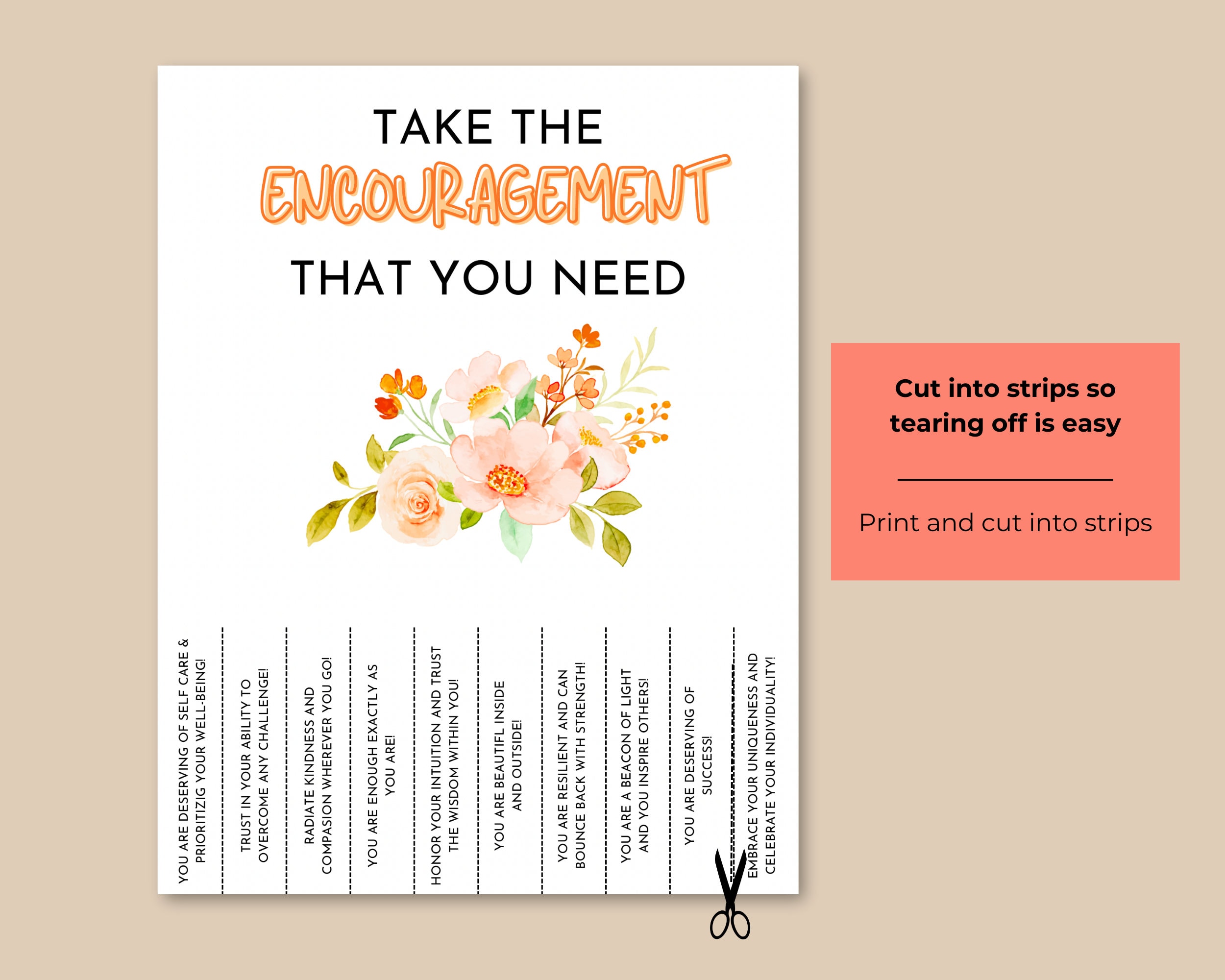 Positive Affirmations Tear-off Flyer Bundle, Printable Affirmation ...