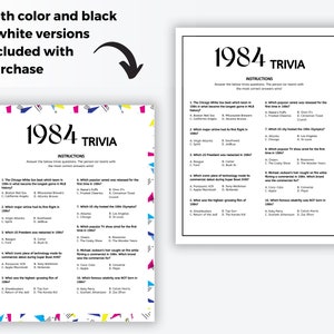 1984 Trivia Game, 40th Birthday Trivia, 1984 Birthday, Born in 1984 ...