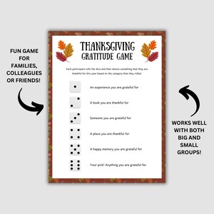 Thanksgiving Gratitude Game, Gratitude Dice Game, Friends Thanksgiving ...