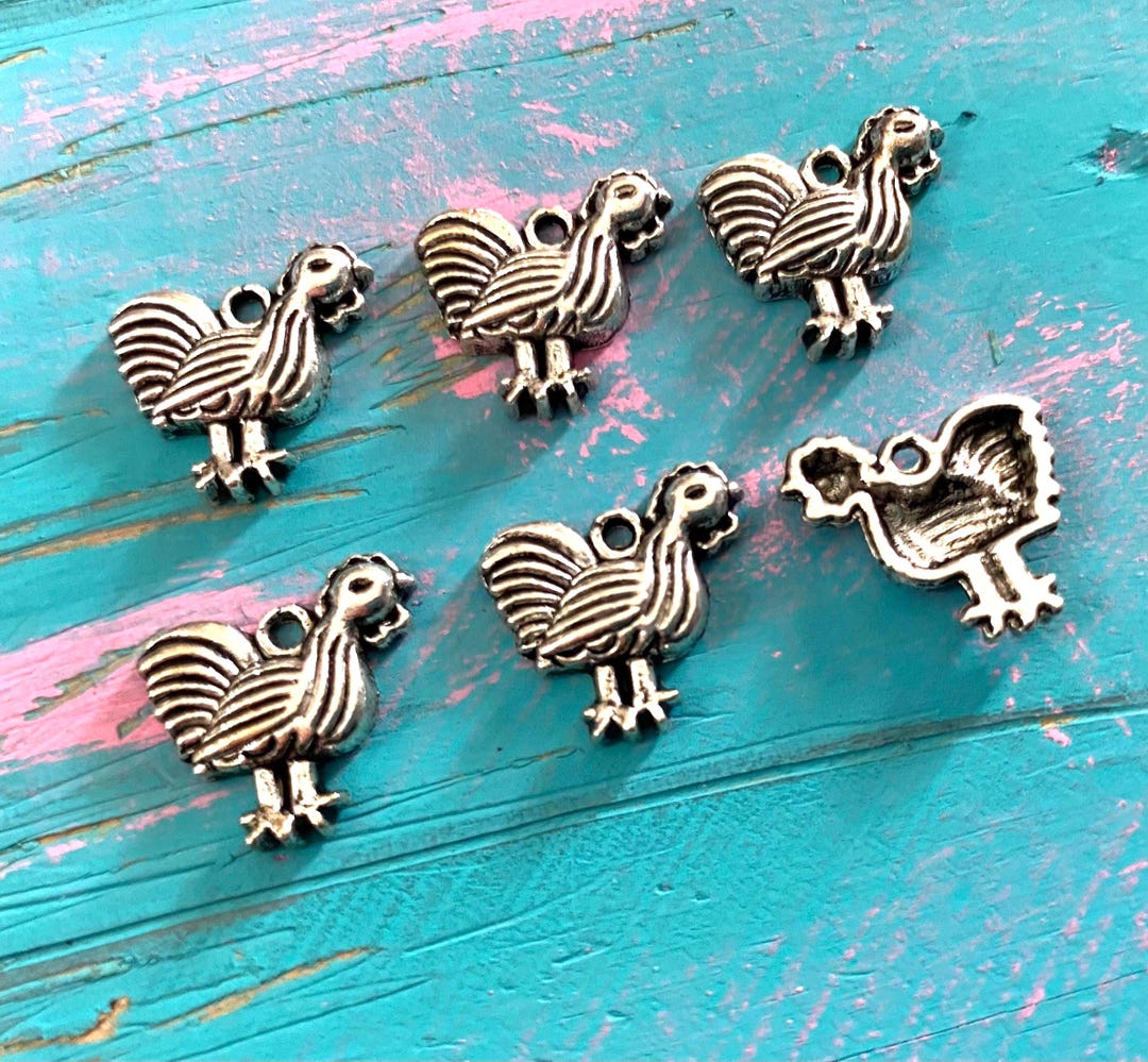Silver Chicken Charms Hen for Jewelry Making 6pcs Ships From USA - Etsy