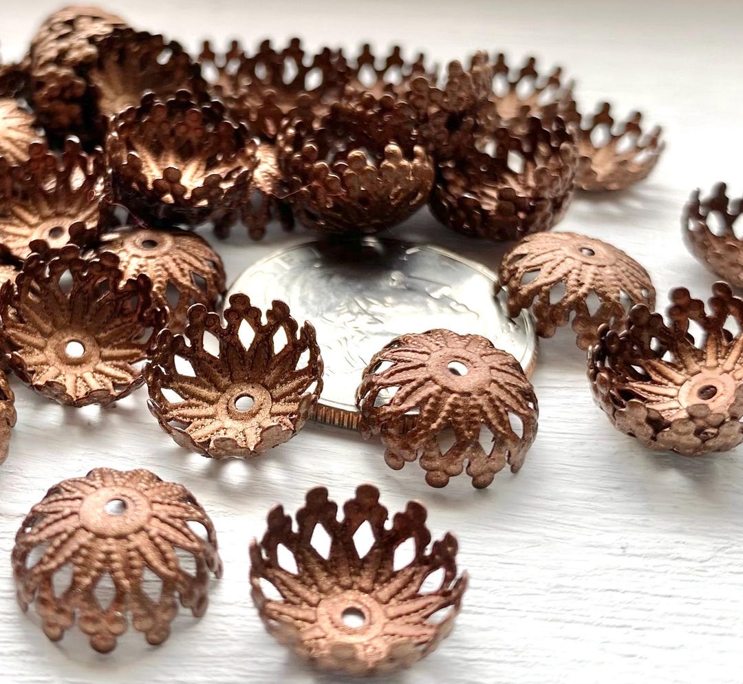 20 Copper Filigree Bead Caps, 12mm - Etsy